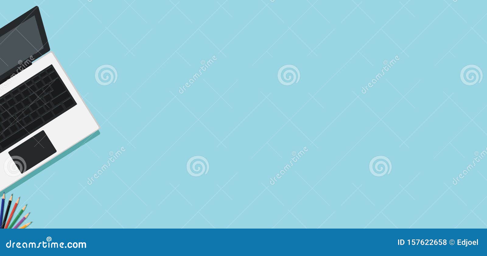 Background for School of Laptop and Colored Pencils Stock Vector ...