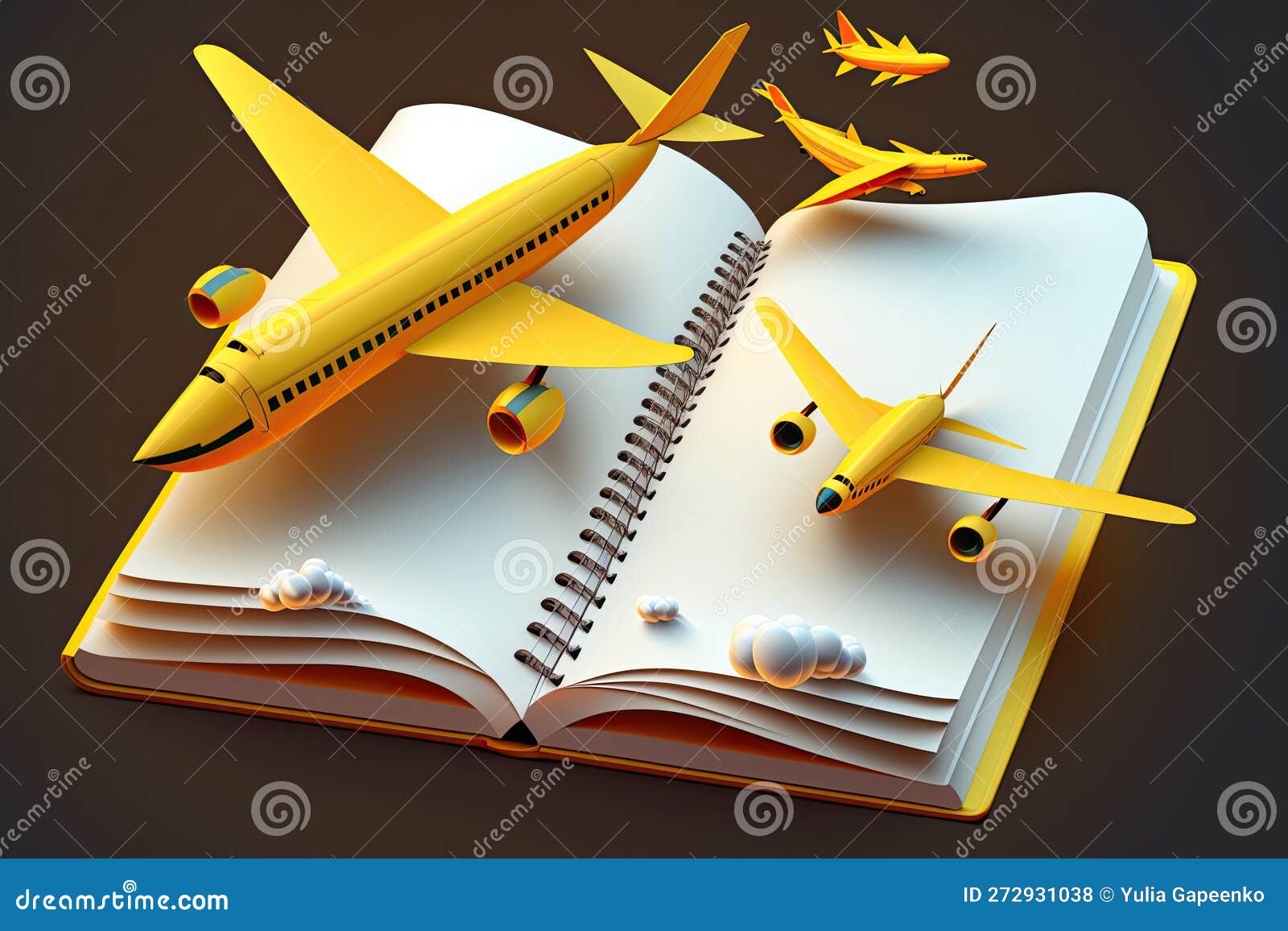 Background School Notebook. 3d Flying Aircraft Made. Illustration AI ...