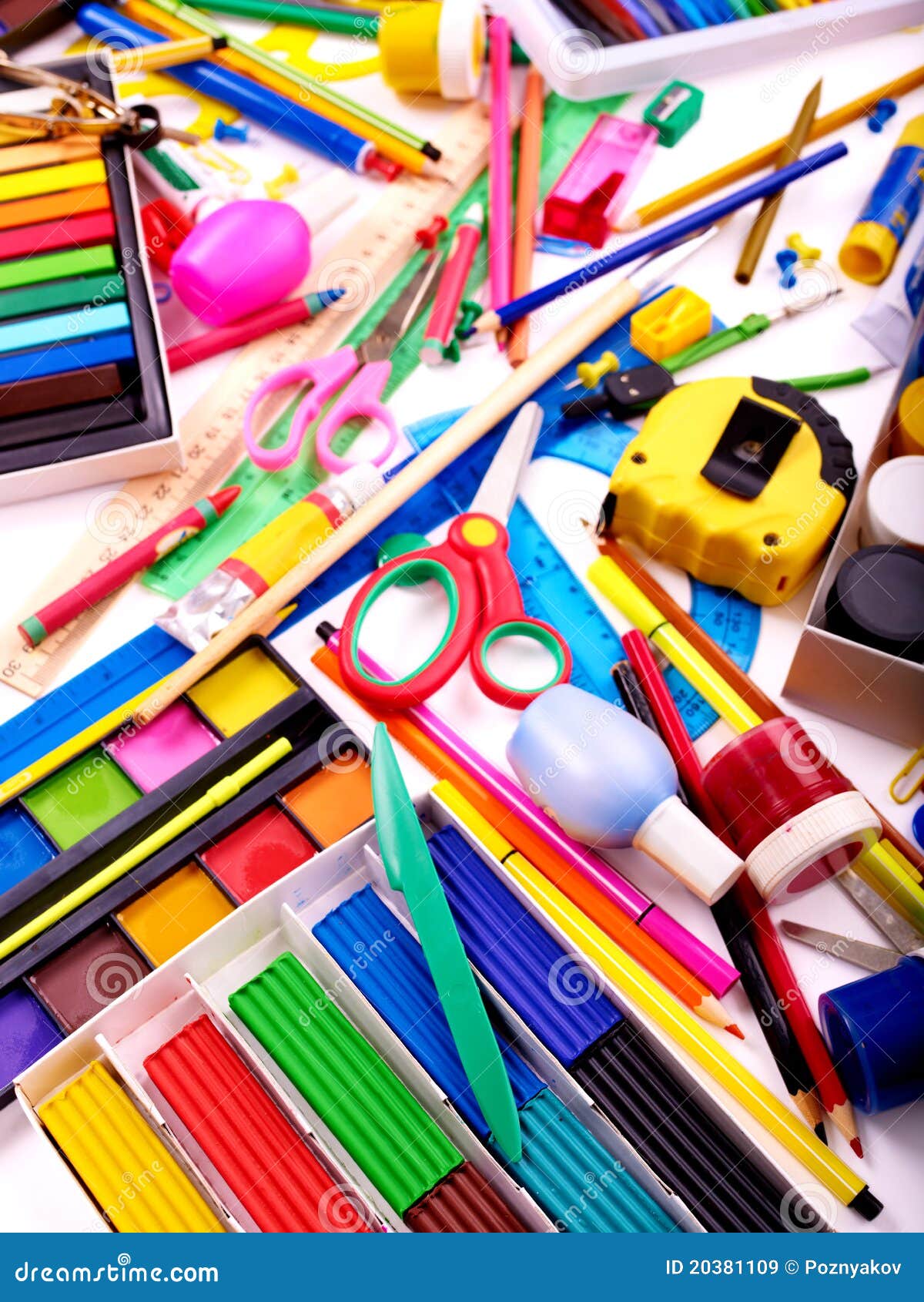 Background of School Supplies. Stock Image - Image of closeup, chalk ...