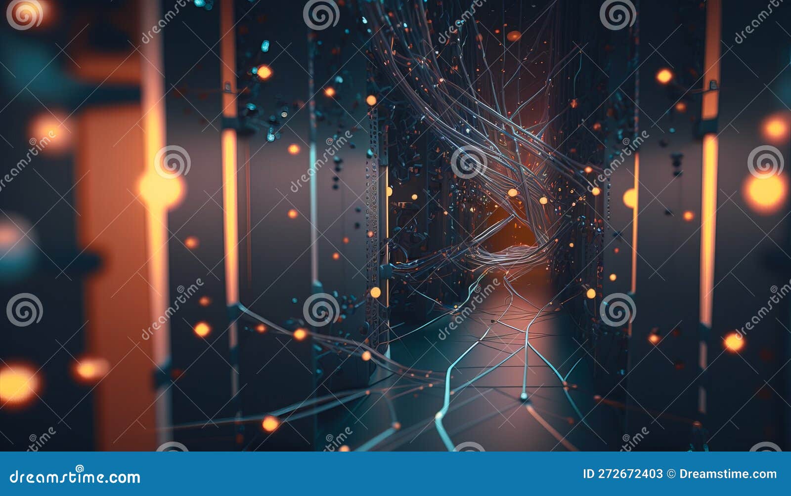 Background - Sci-Fi Network with Wireframe Robot on Cloud Backdrop - Ai ...