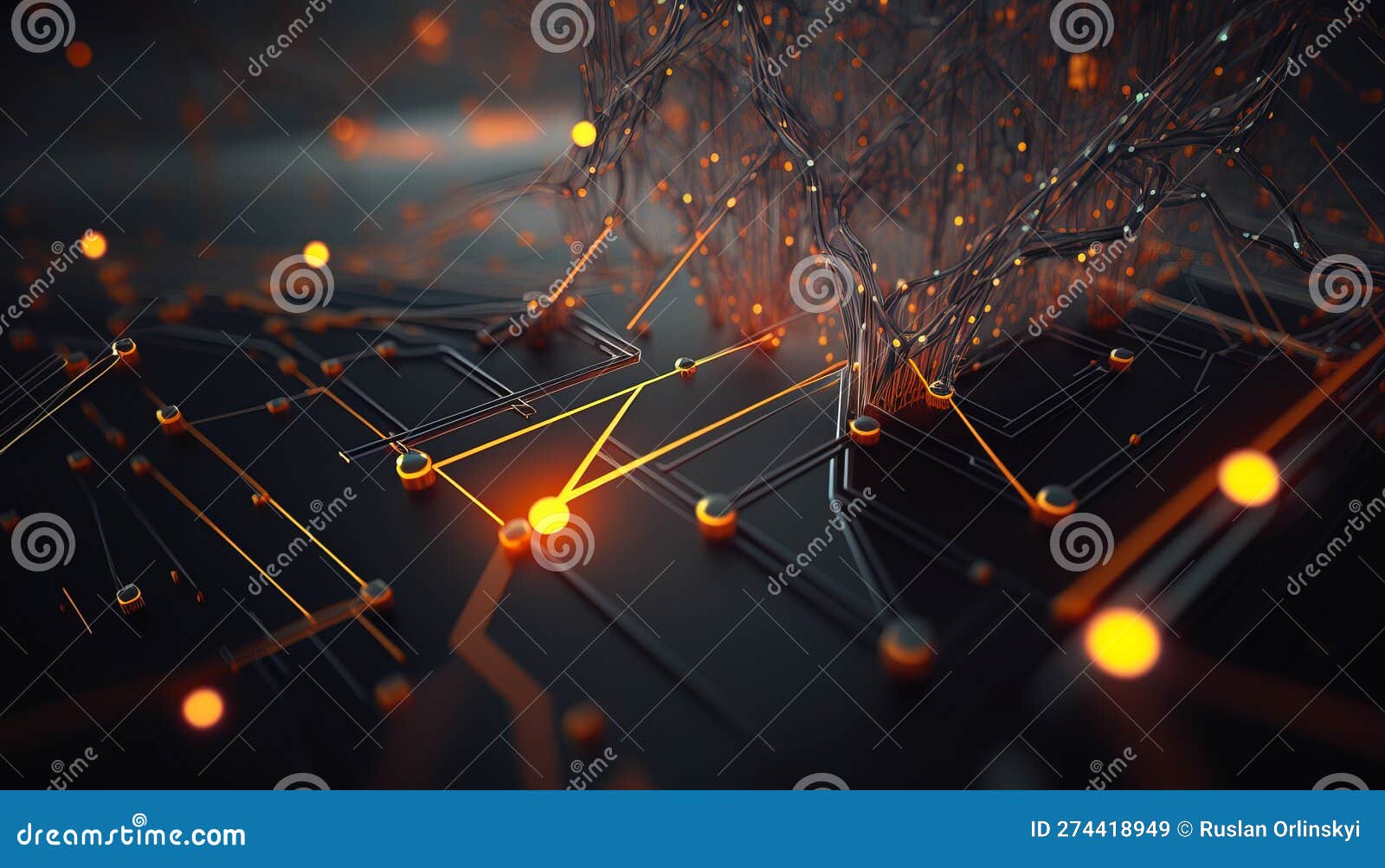 Background - Sci-Fi Network with Wireframe Robot on Cloud Backdrop - Ai ...