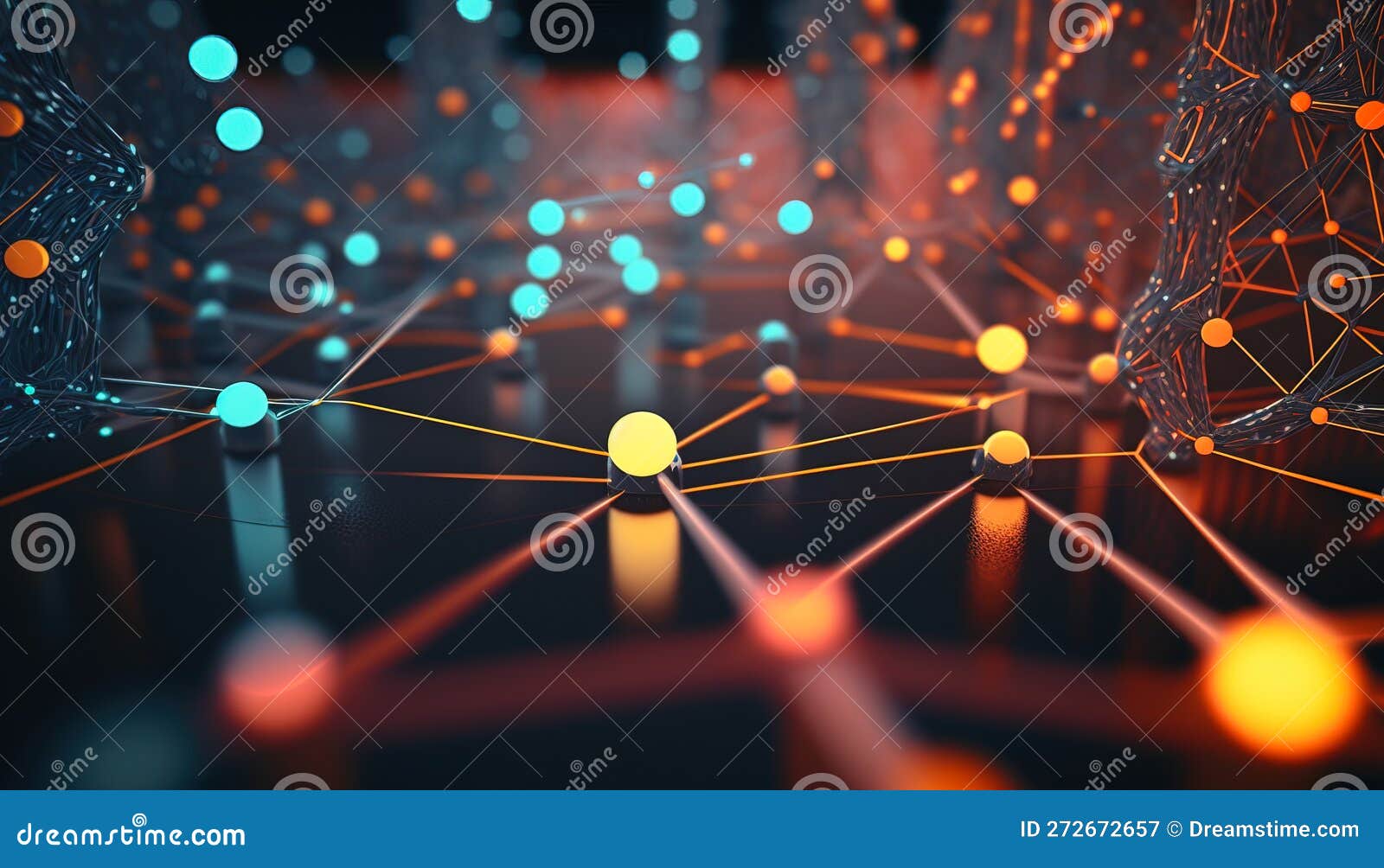 Background - Sci-Fi Network with Wireframe Robot on Cloud Backdrop - Ai ...
