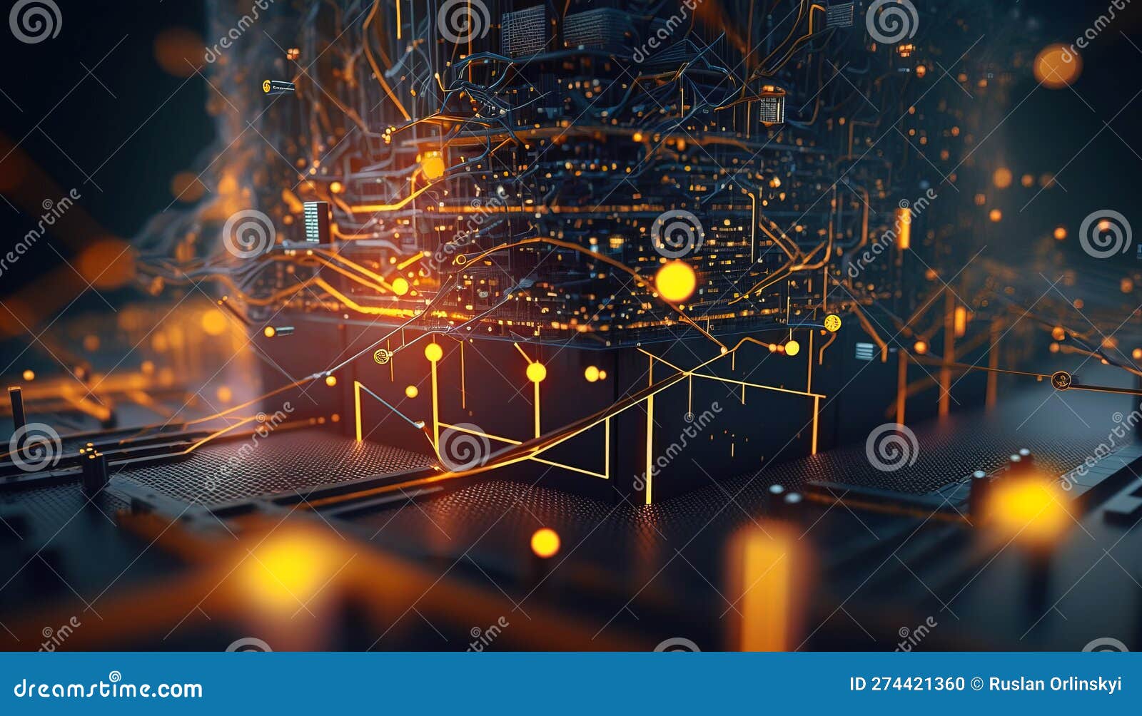 Background - Sci-Fi Network with Wireframe Robot on Cloud Backdrop - Ai ...