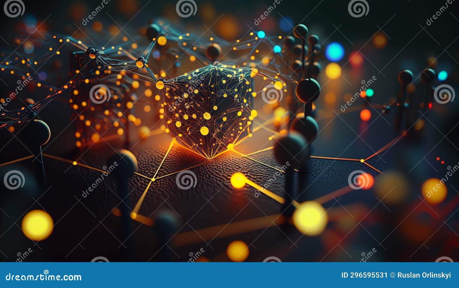 Background - Sci-Fi Network with Wireframe Robot on Cloud Backdrop - Ai ...