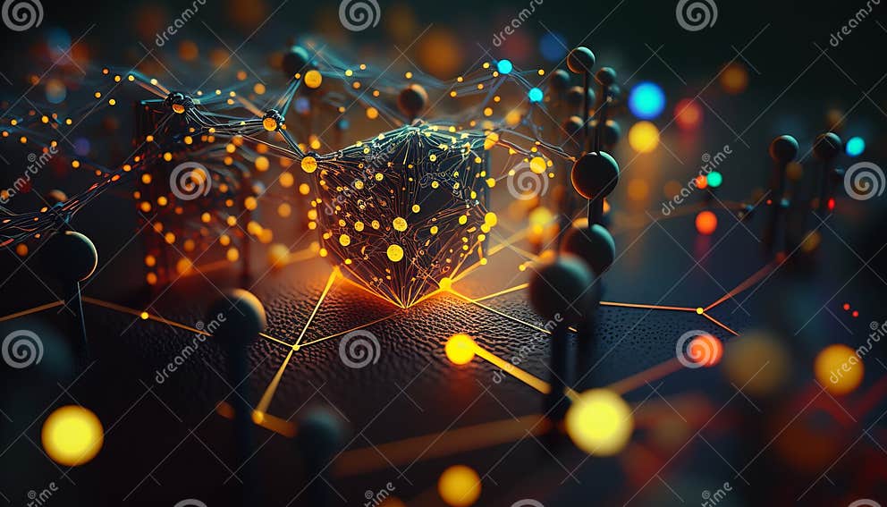 Background - Sci-Fi Network with Wireframe Robot on Cloud Backdrop - Ai ...