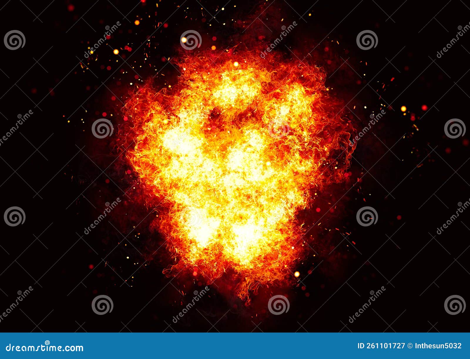 3d Illustration of a Burning Fireball Burning in the Dark Stock ...