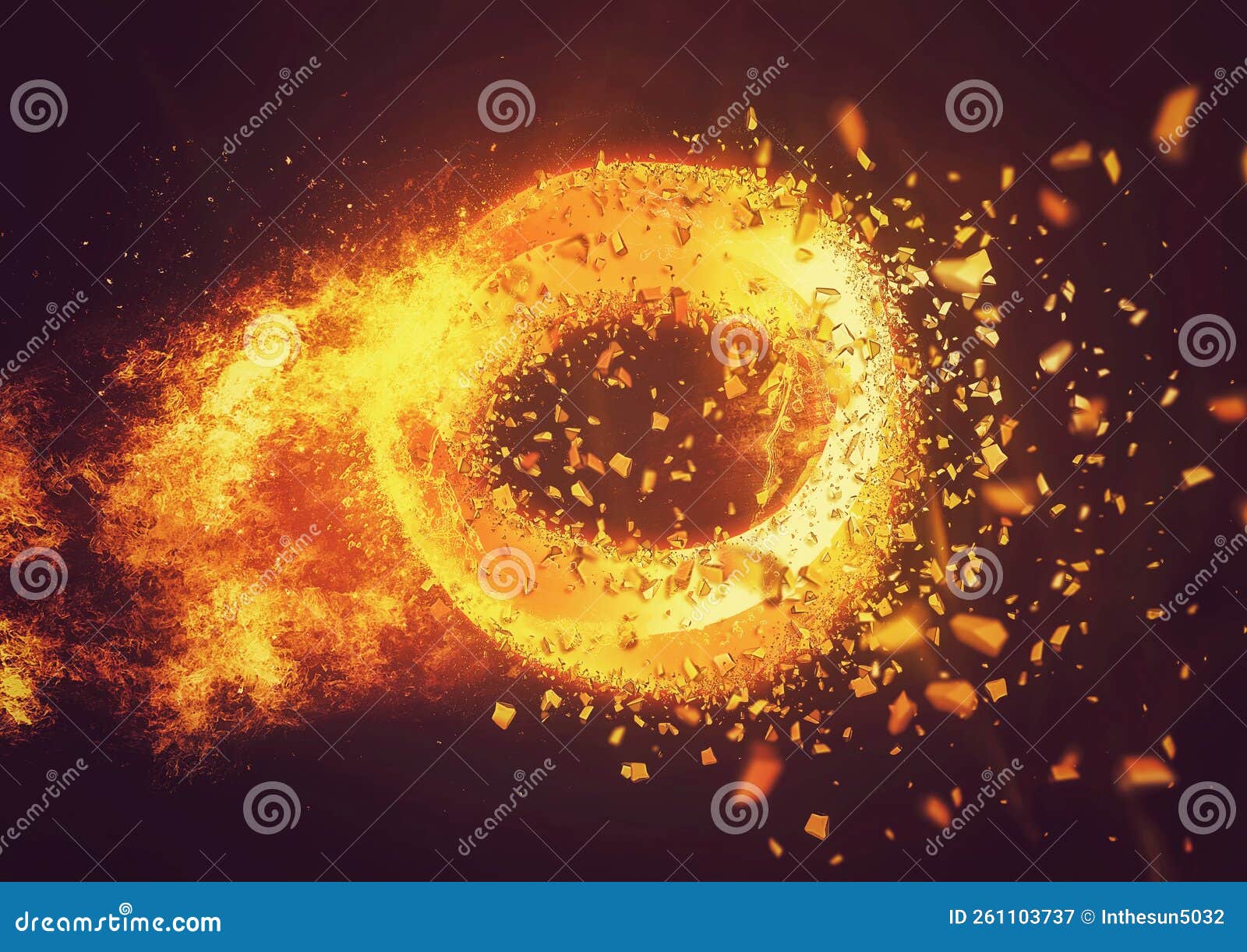 3d Illustration of a Ring of Burning Flames Burning in the Dark Stock ...