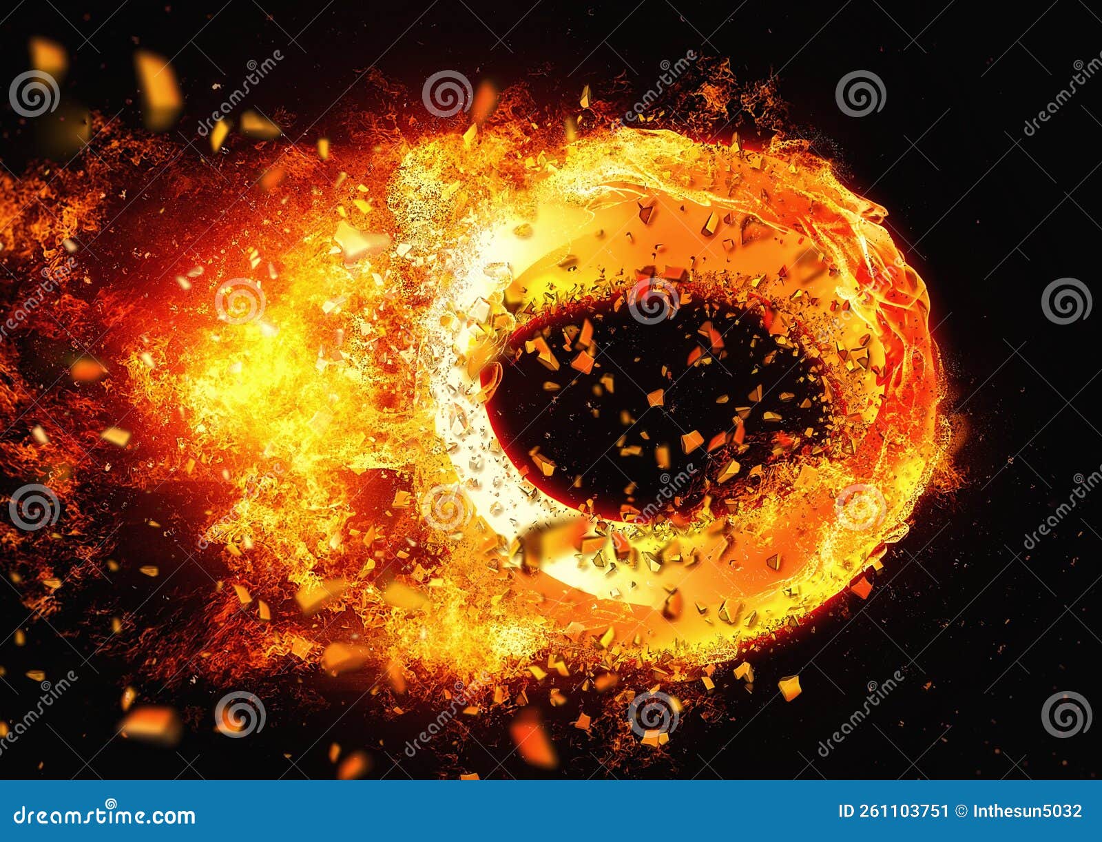 3d Illustration of a Ring of Burning Flames Burning in the Dark Stock ...