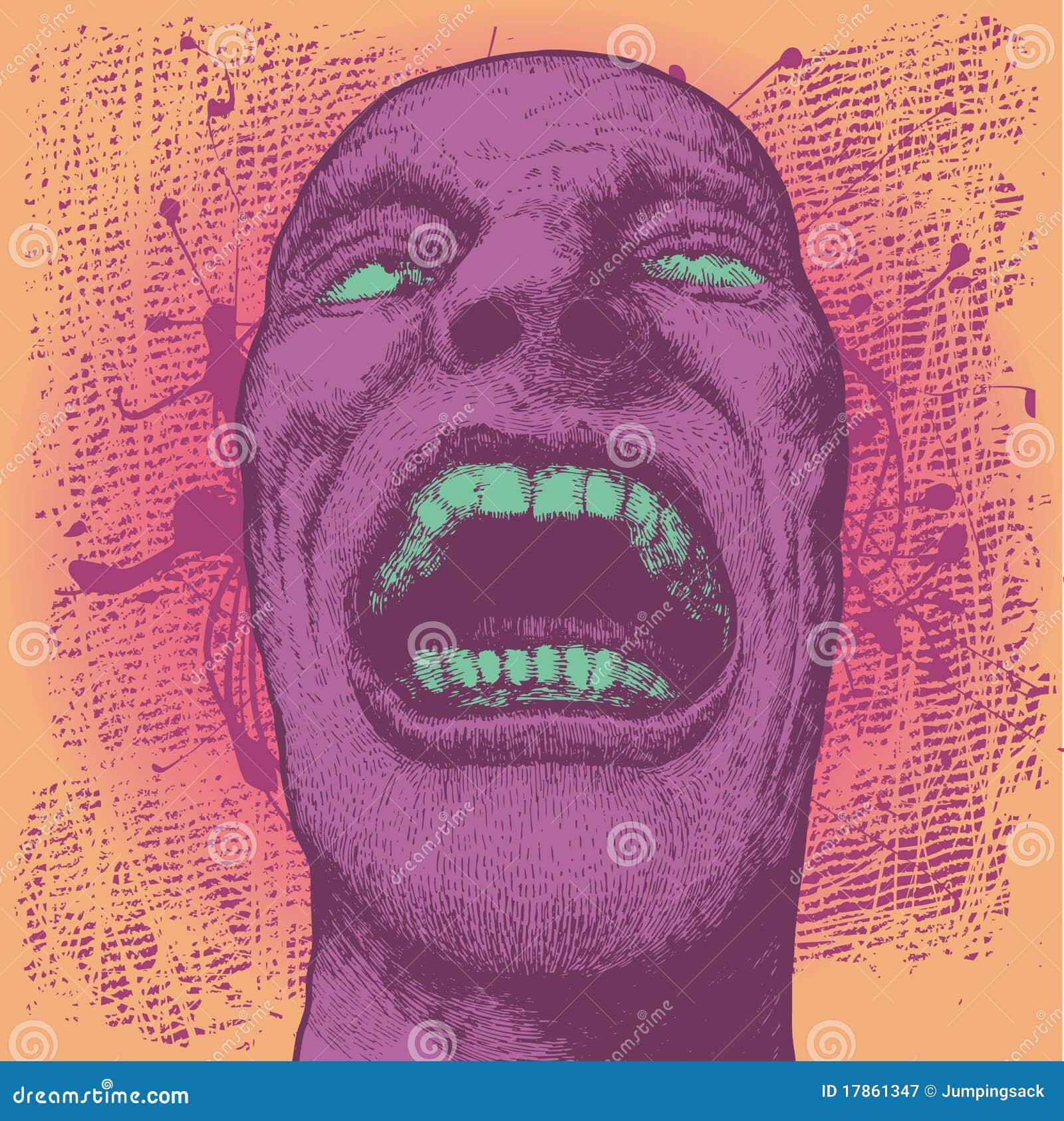 Background with Screaming Man S Head Stock Vector - Illustration of ...
