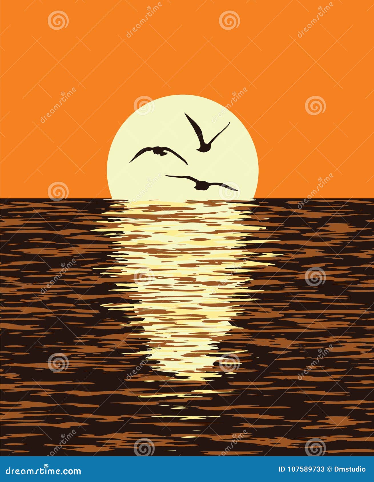Background of Sea and Evening Sunset. Vector Stock Vector ...