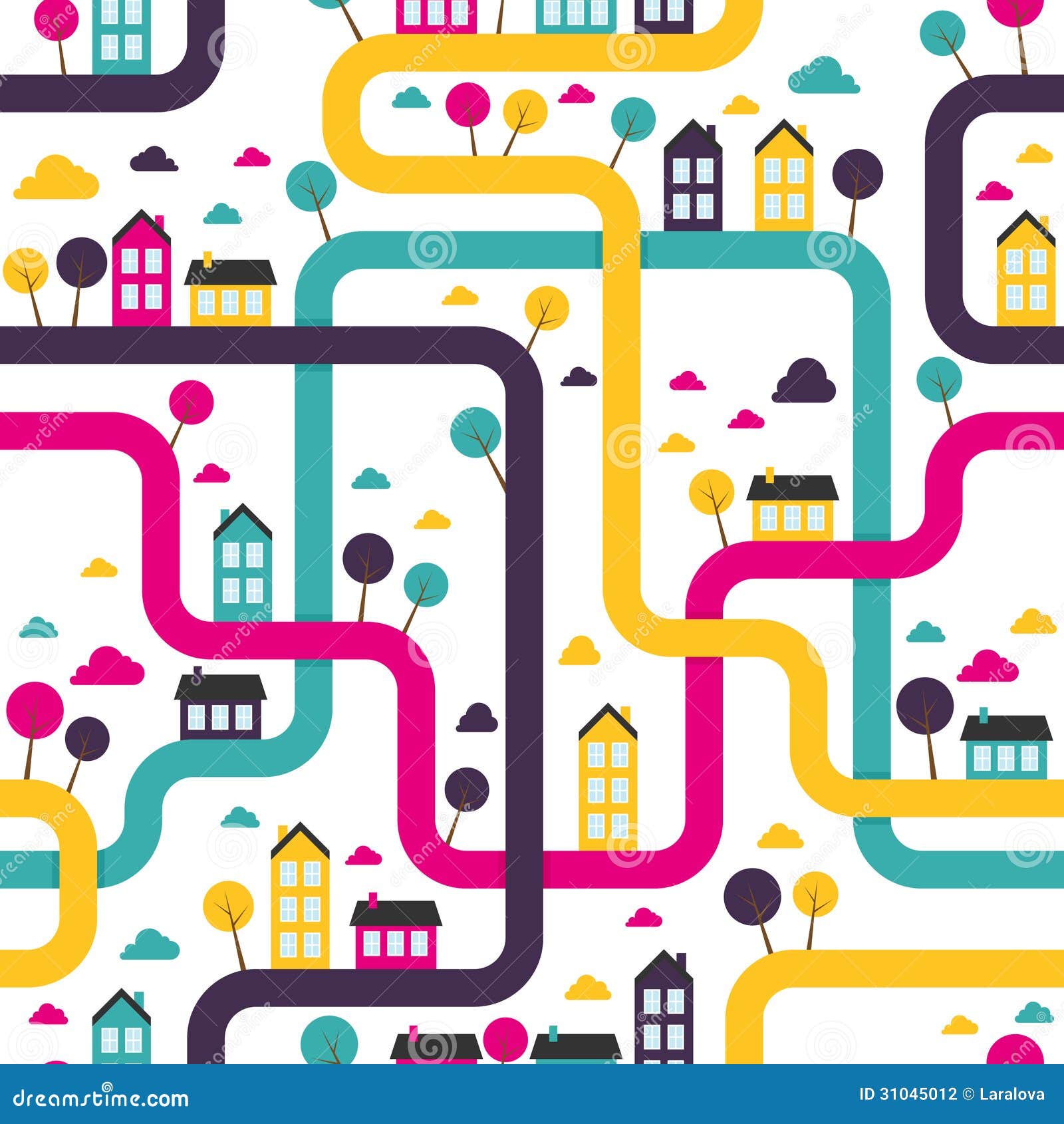 Background Seamless Pattern with Abstract Town Stock Vector ...