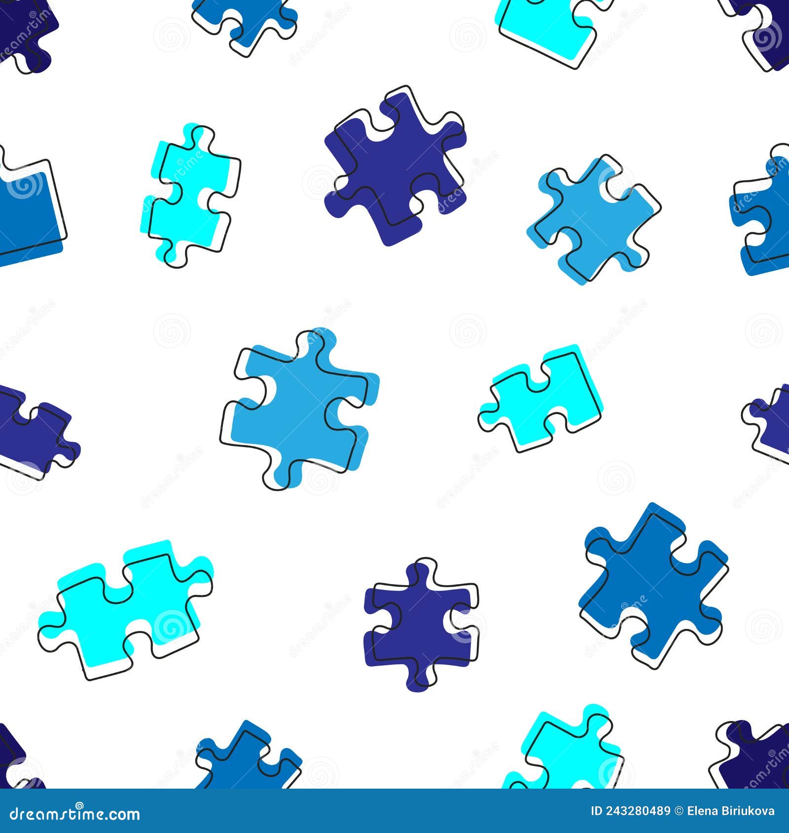 Background Seamless Pattern with Blue Puzzle Stock Illustration ...