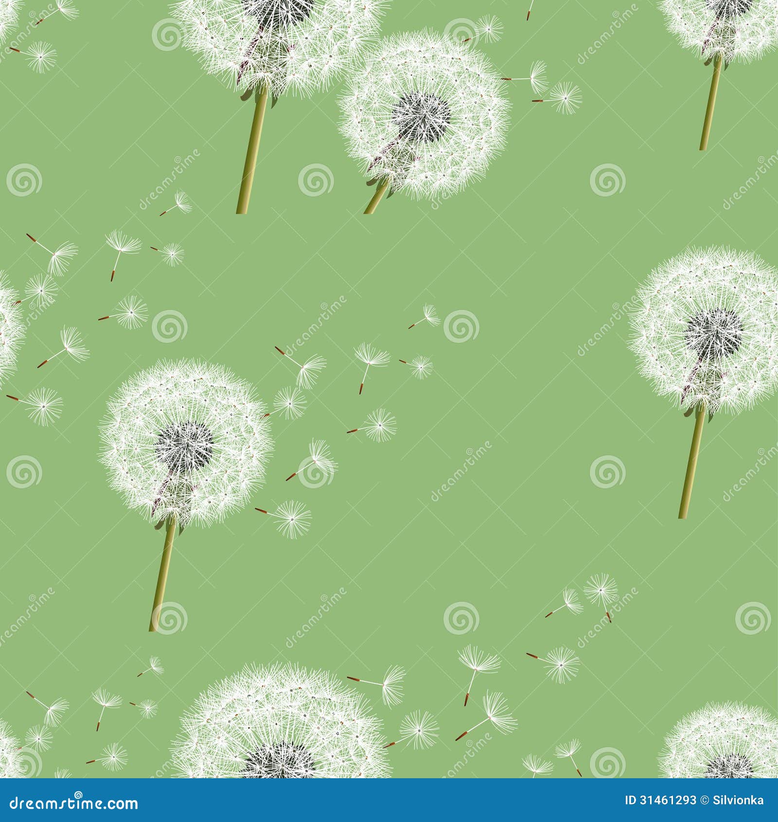 Background Seamless Pattern with Dandelion Stock Vector - Illustration ...