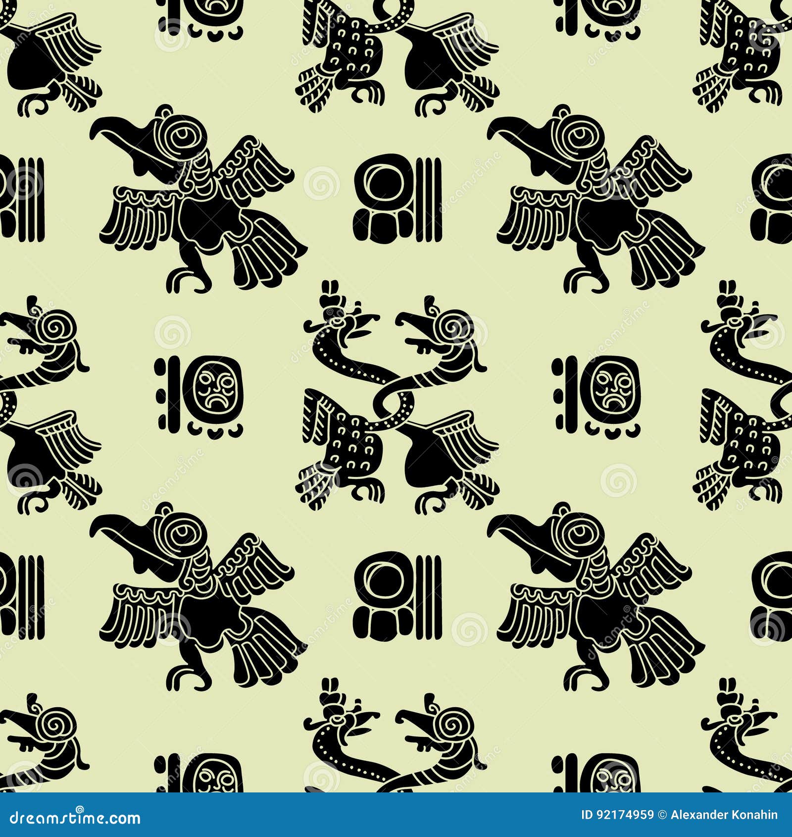Background Seamless Pattern in Maya Style Stock Vector - Illustration ...
