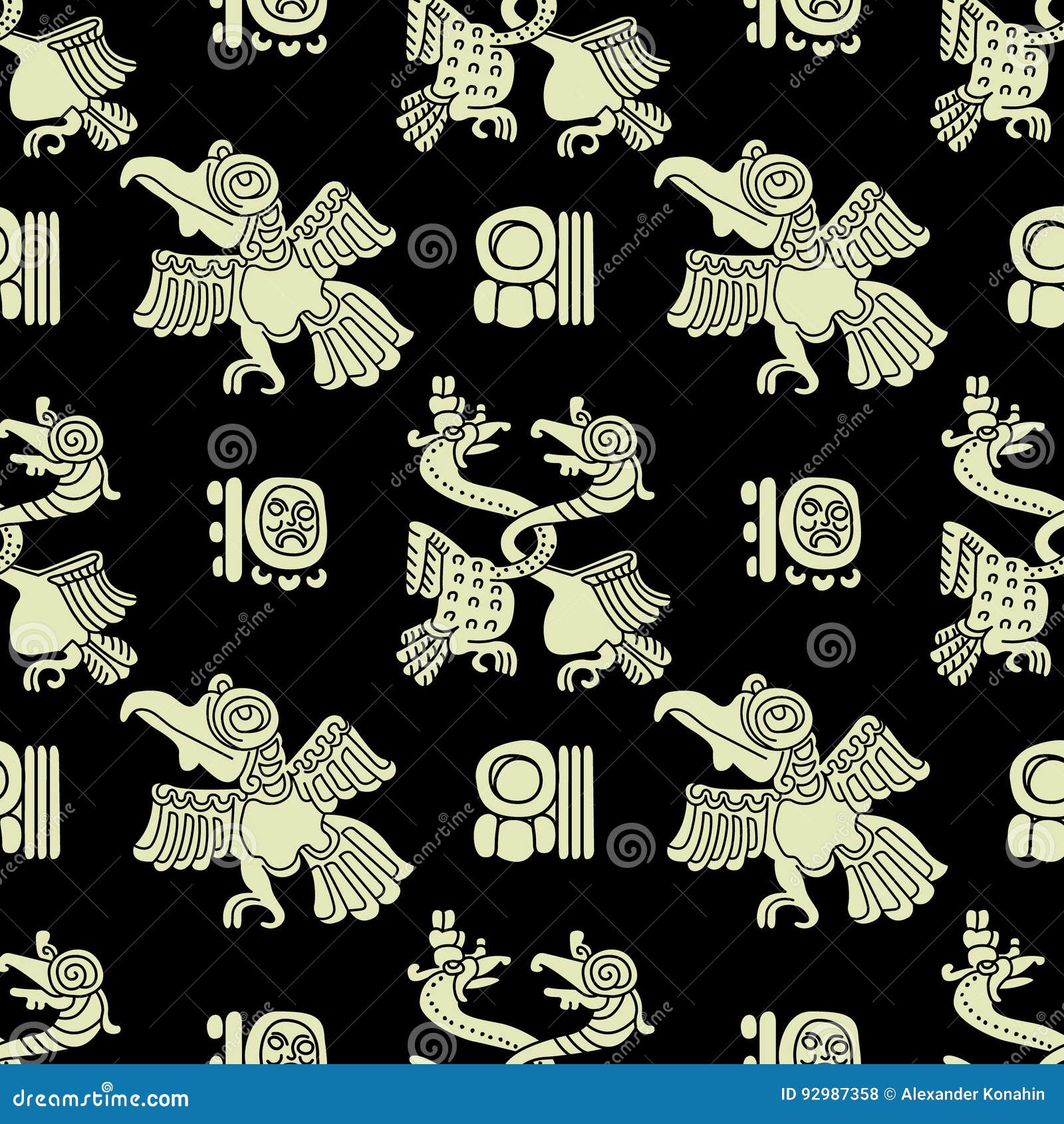 Background Seamless Pattern in Maya Style Stock Vector - Illustration ...