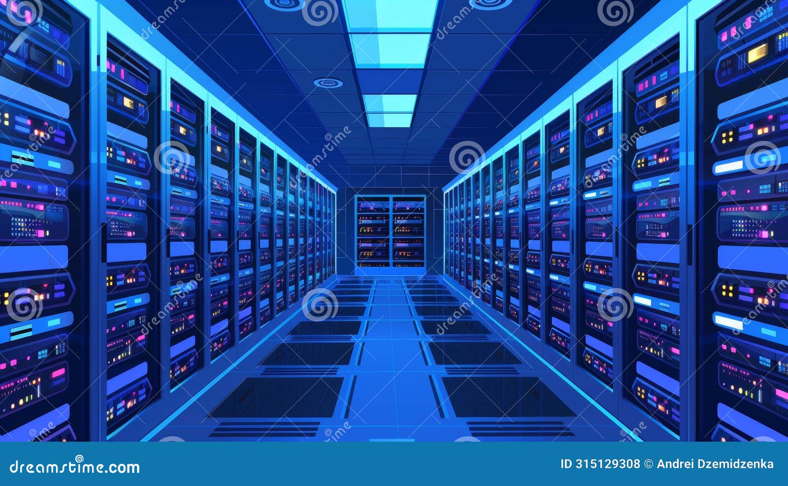 In the Background, we See a Cloud Storage System, a Data Center, and a ...