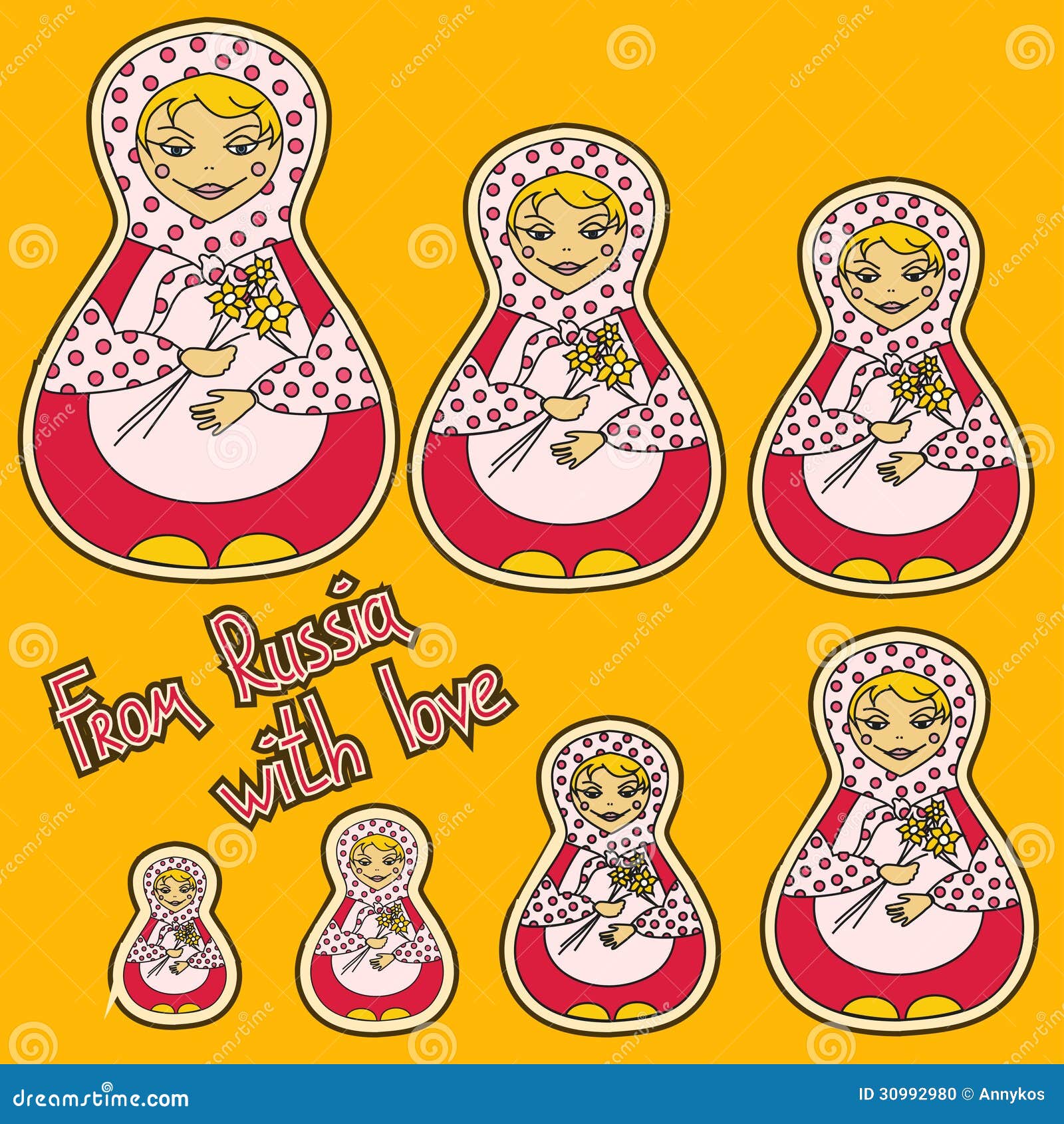 Background with Set of Russian Dolls Matrioshka Stock Vector ...