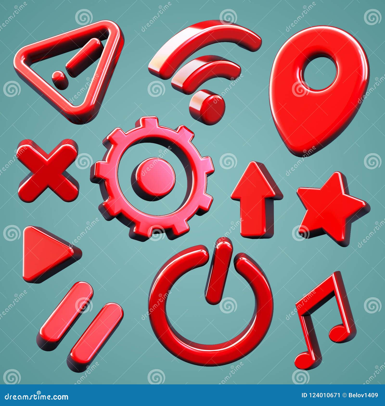 Background with a Set of Three-dimensional Icons Stock Illustration ...