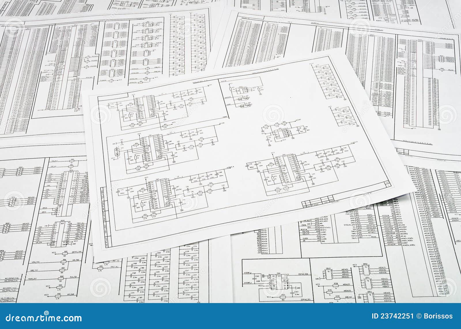 Background of Several Electrical Circuits Stock Image - Image of paper ...