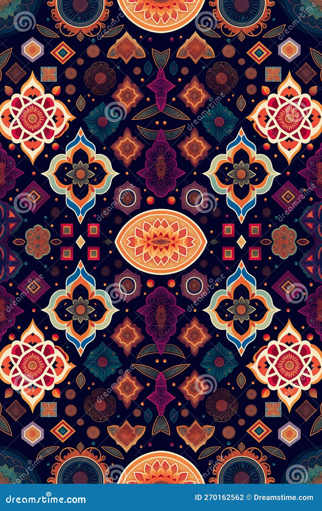 Background Of Shapes And Mandalas Tapestry Pattern. Pattern Mirrored ...
