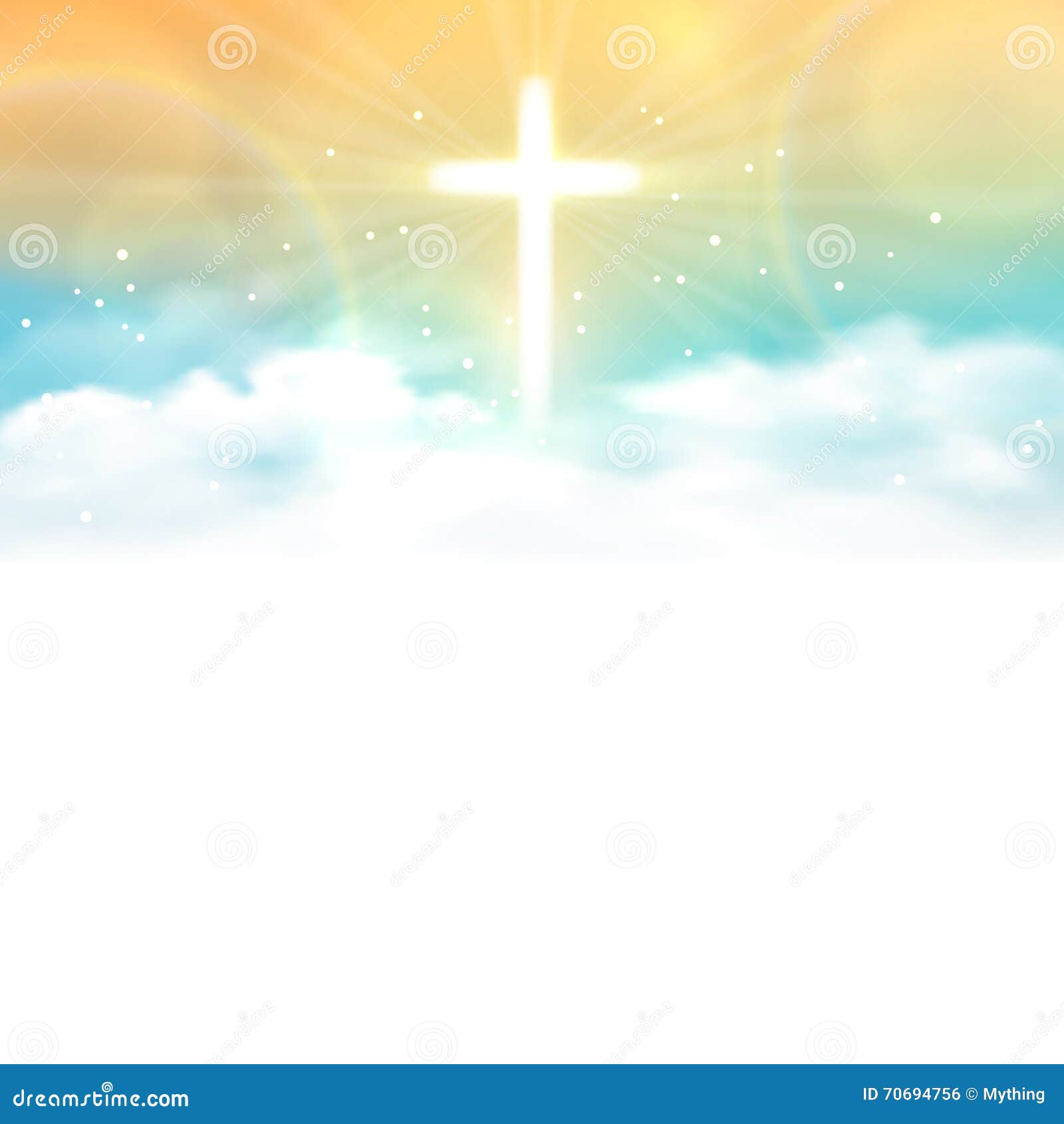 Background with Shining Cross and Heaven with White Clouds. Stock ...