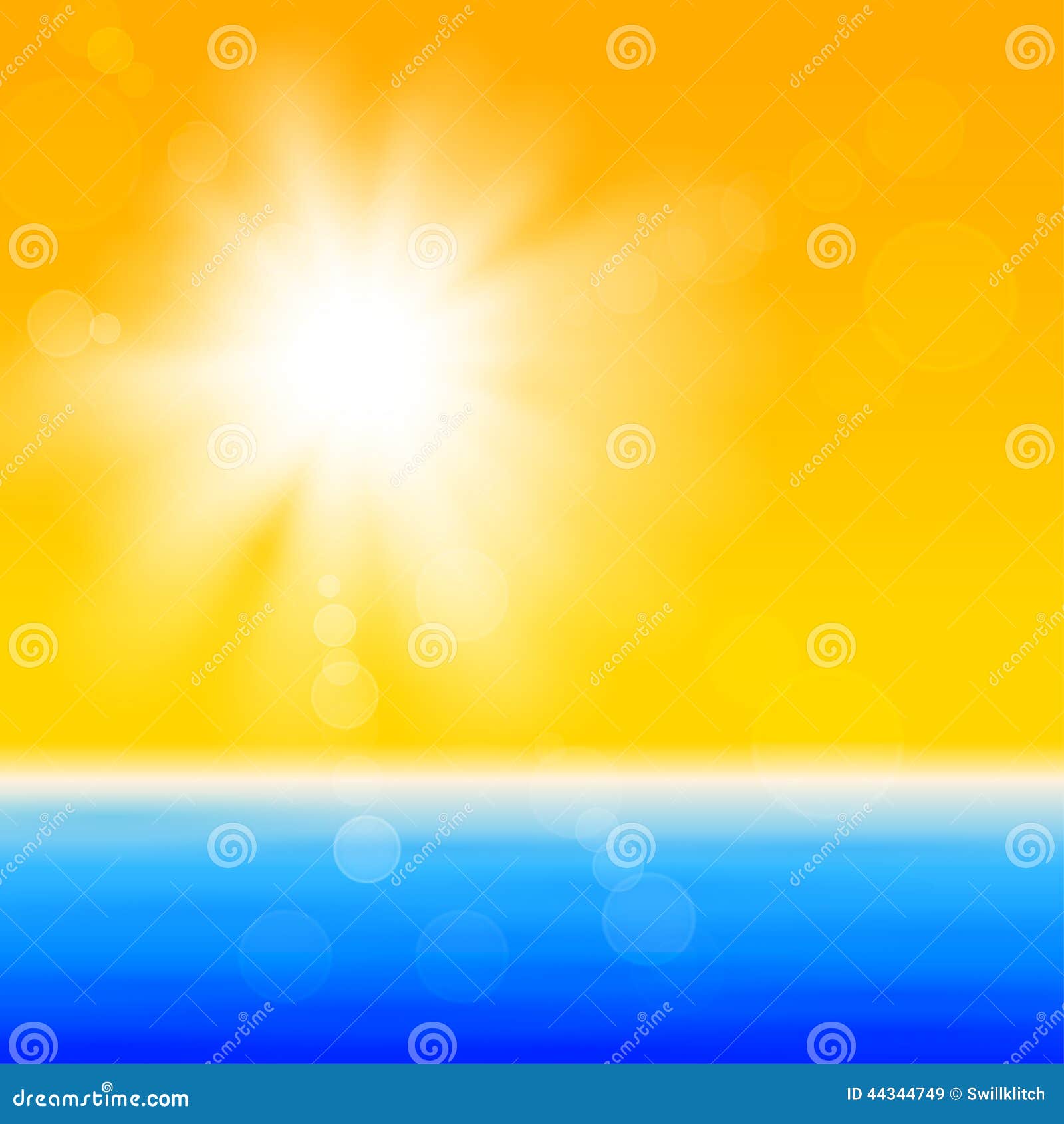 Background with Shiny Sun Over the Sea Stock Vector - Illustration of ...