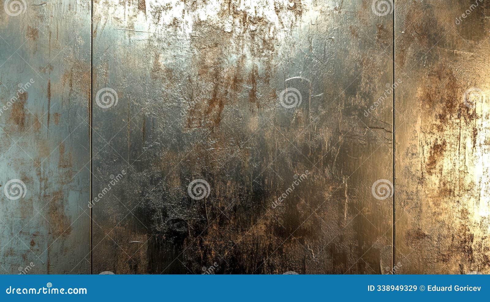 Background Showing Distressed Metallic Wall with Three Panels Stock ...