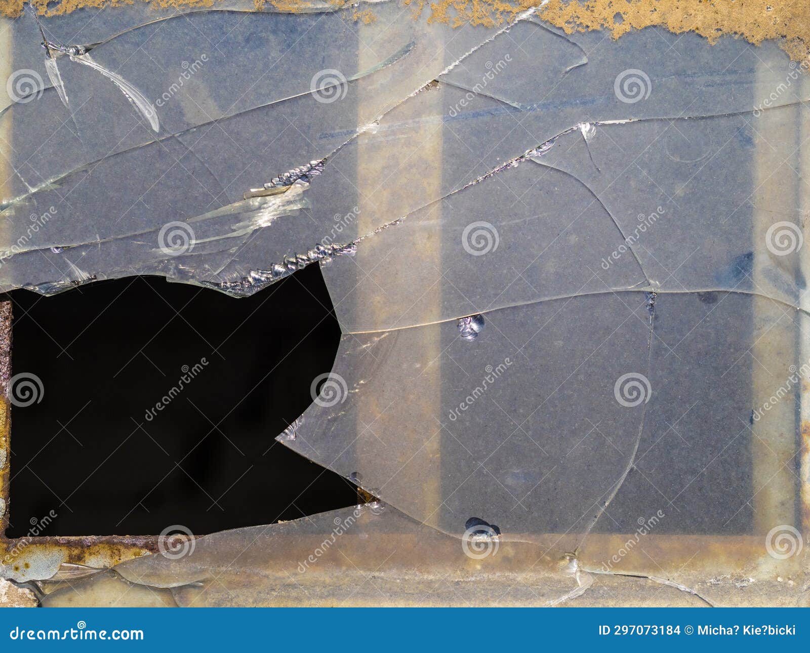 Broken, cracked window stock photo. Image of disaster - 297073184