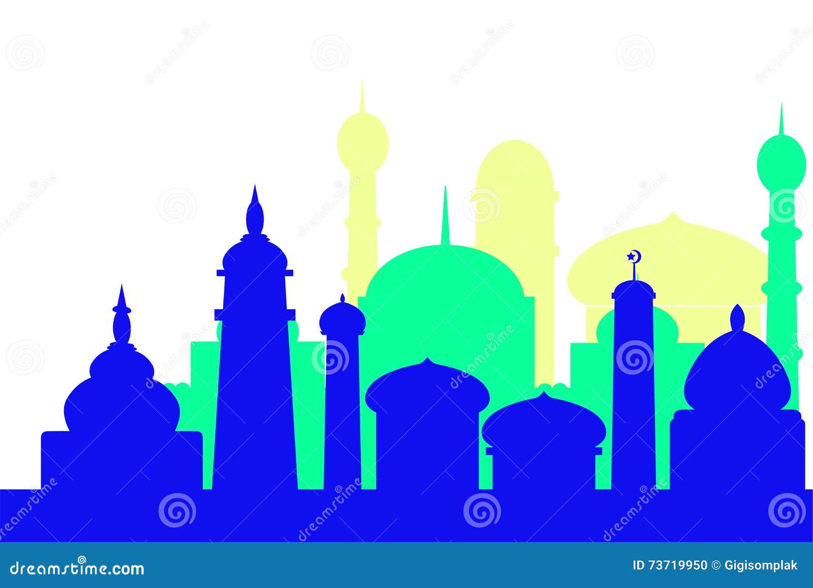 Background - Silhouette of Mosque, Various Color Stock Vector ...