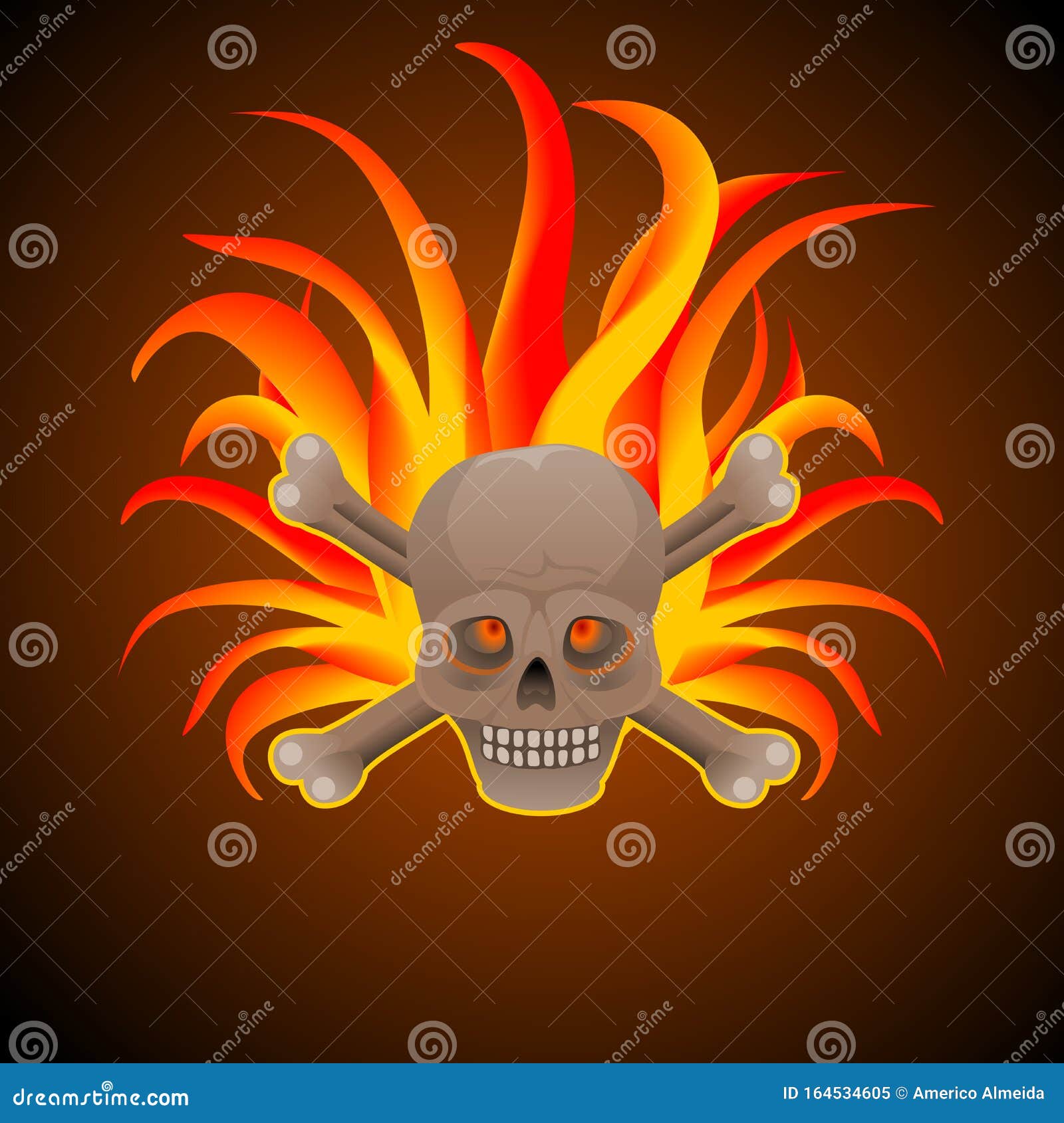 Skull And Crossbones On Fire Drawing