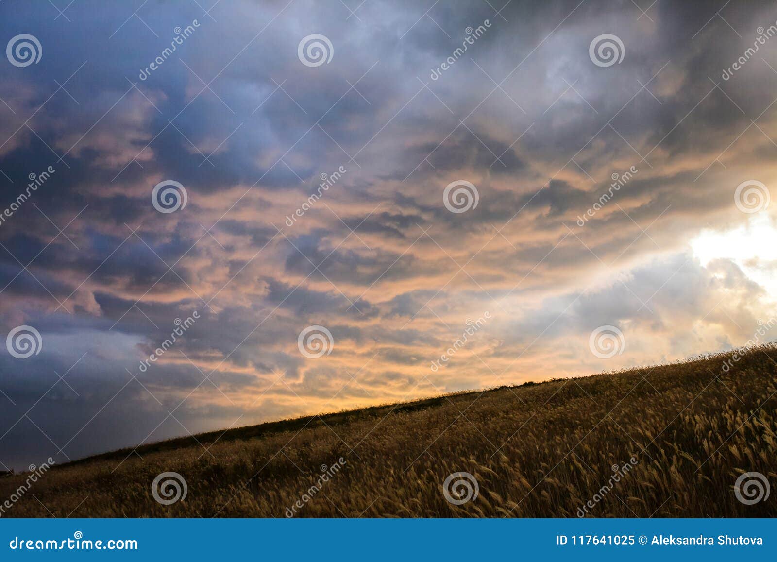 Background of the Sky with Clouds at Sunset with Ground Stock Image ...