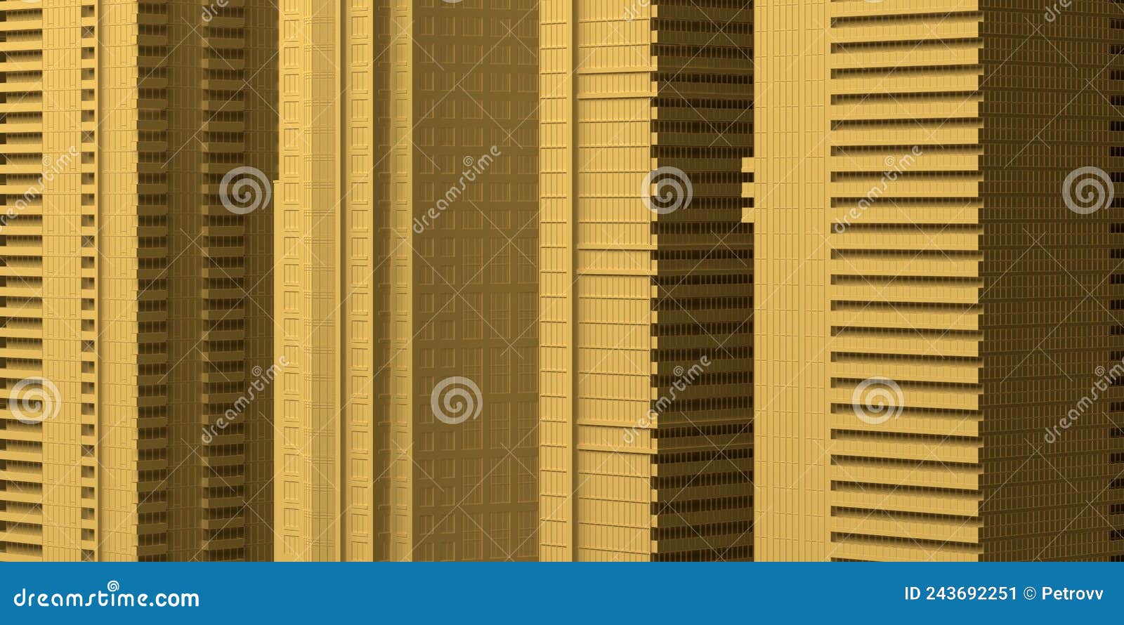 Background with Skyscraper Facades in Plain Yellow Stock Illustration ...