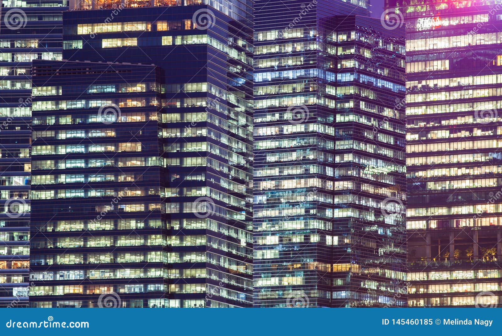 Background of Skyscrapers Windows at Night Stock Image - Image of ...