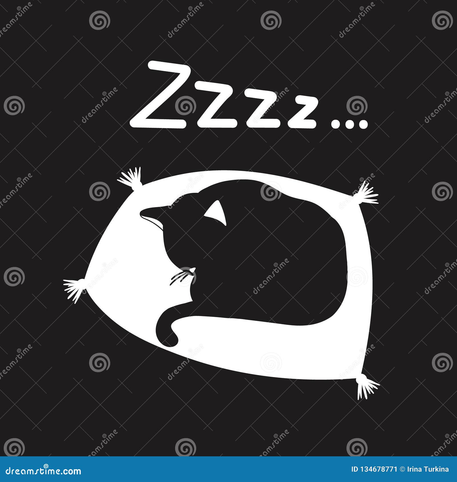 Background with Sleeping Cat and Text. Zzzz Stock Vector - Illustration ...