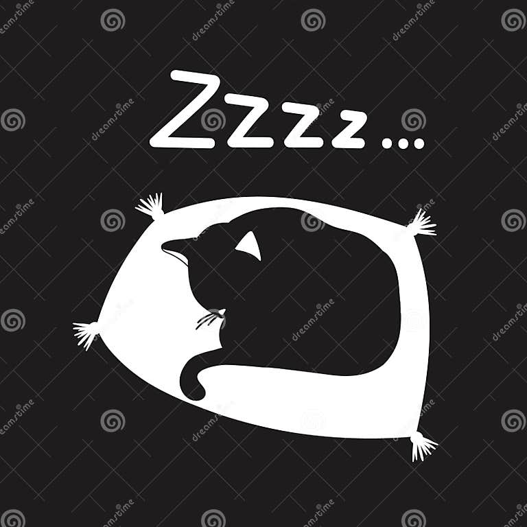Background with Sleeping Cat and Text. Zzzz Stock Vector - Illustration ...