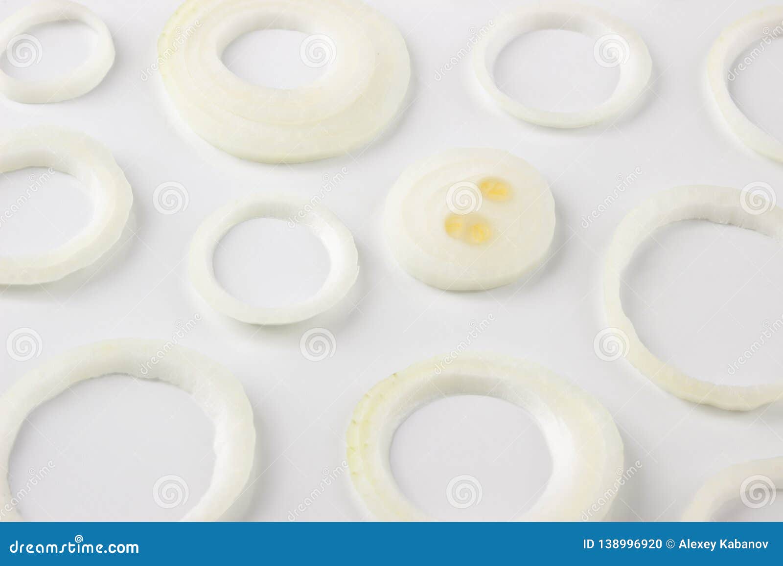 Background of Sliced Onion Rings on White Background. Stock Photo ...