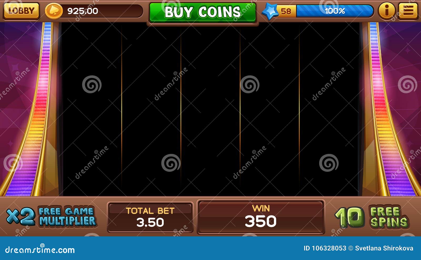 Background for slots game stock vector. Illustration of shiny - 106328053