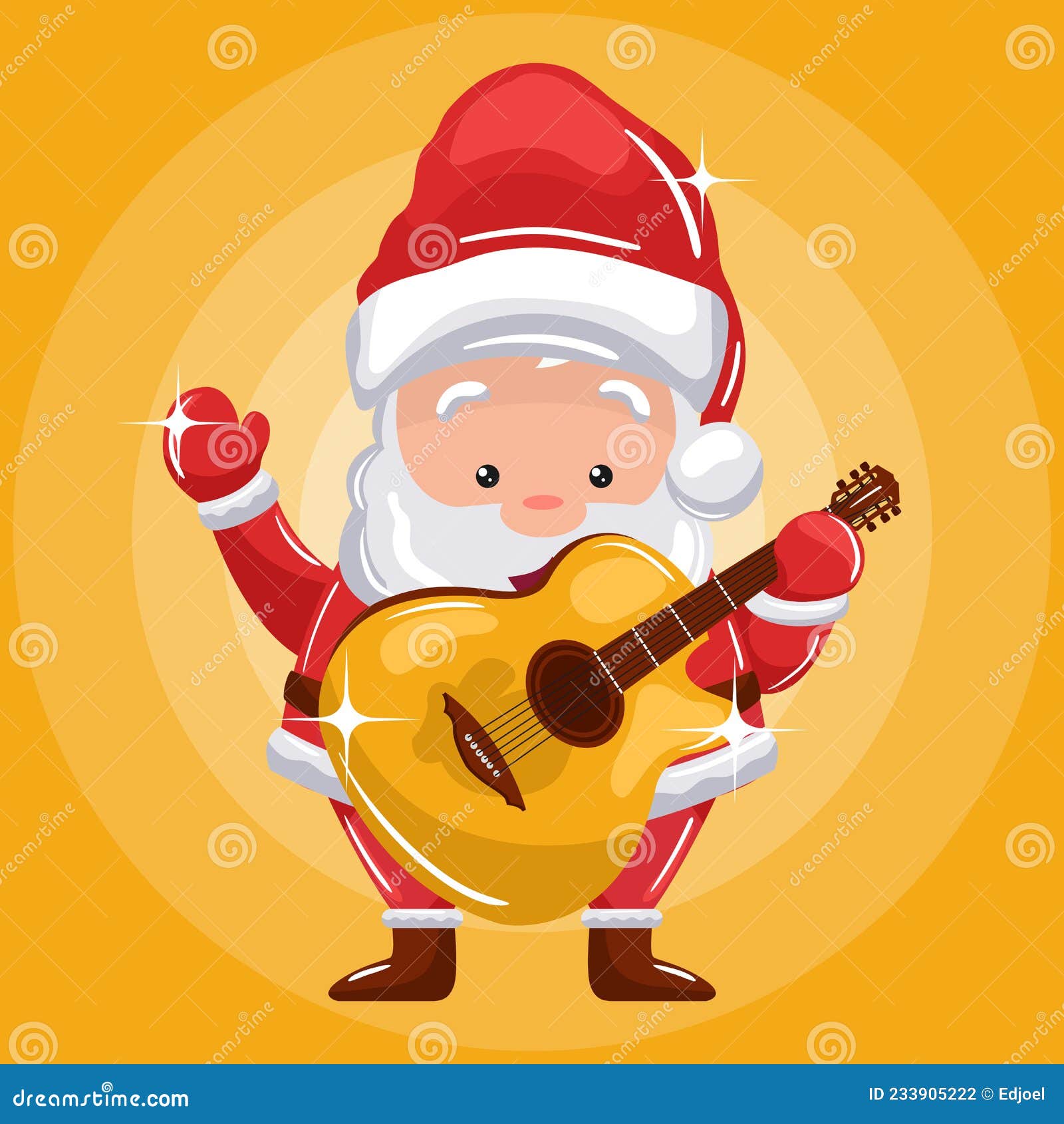 Background with Smiling Santa Claus Playing Guitar Stock Vector ...