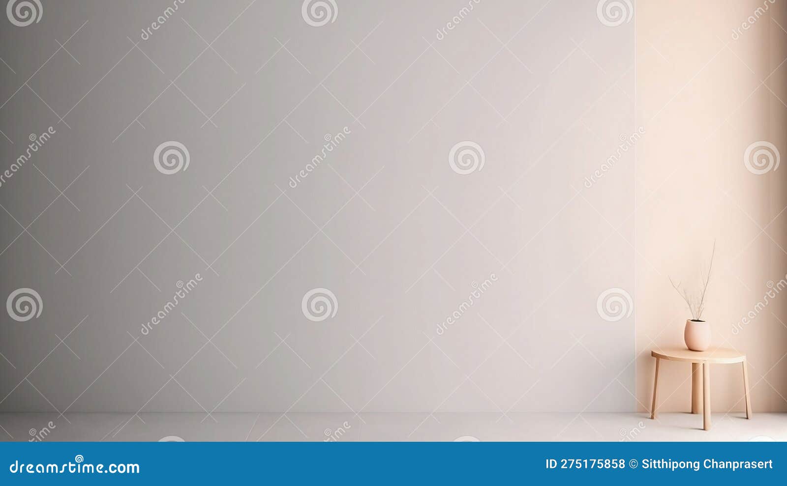 Smooth Warm Empty Wall with Tropical Tree Flowerpot and Natural Light ...