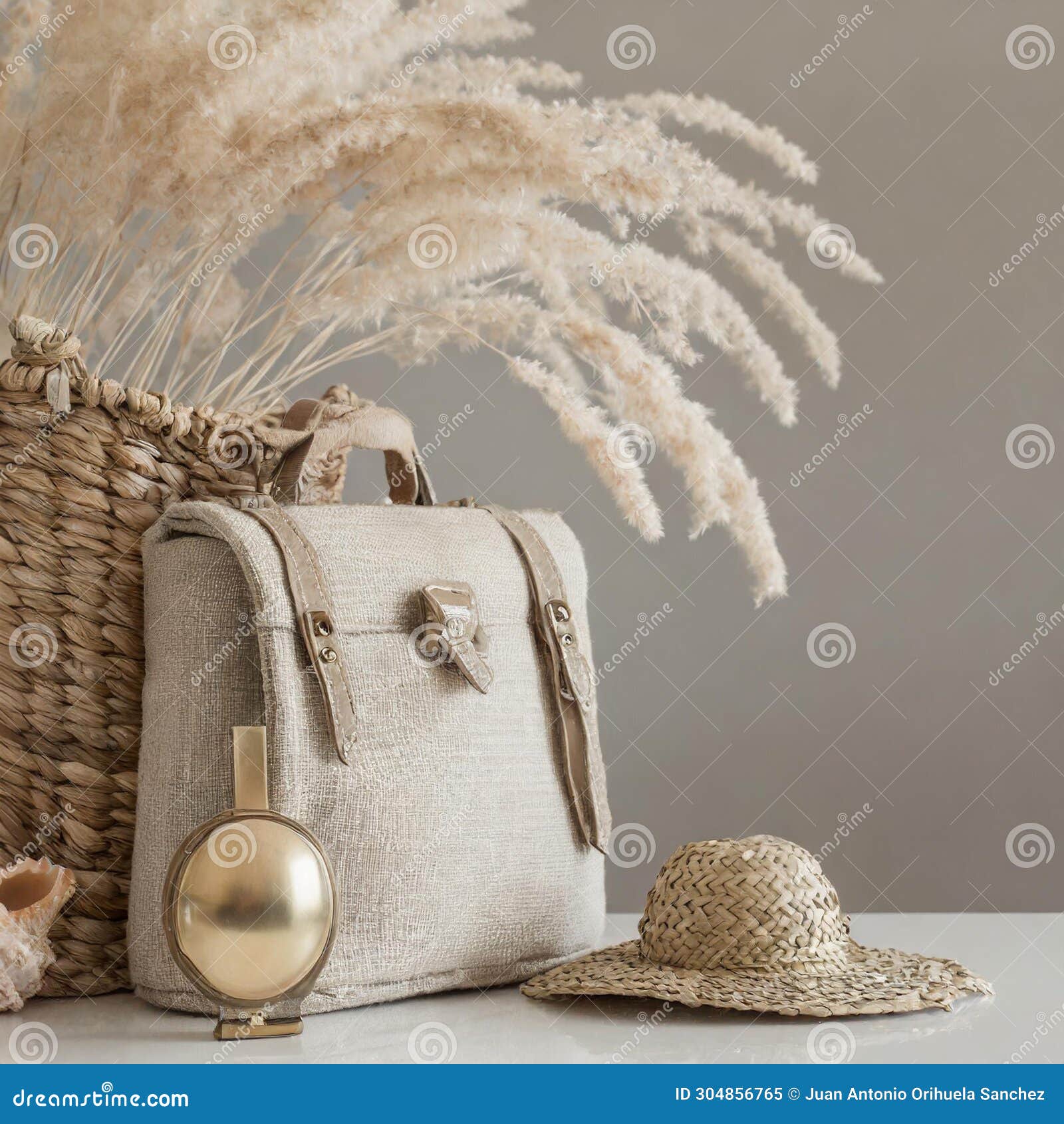 Background in Soft Beige Monochrome Tones with Objects that Evoke the ...