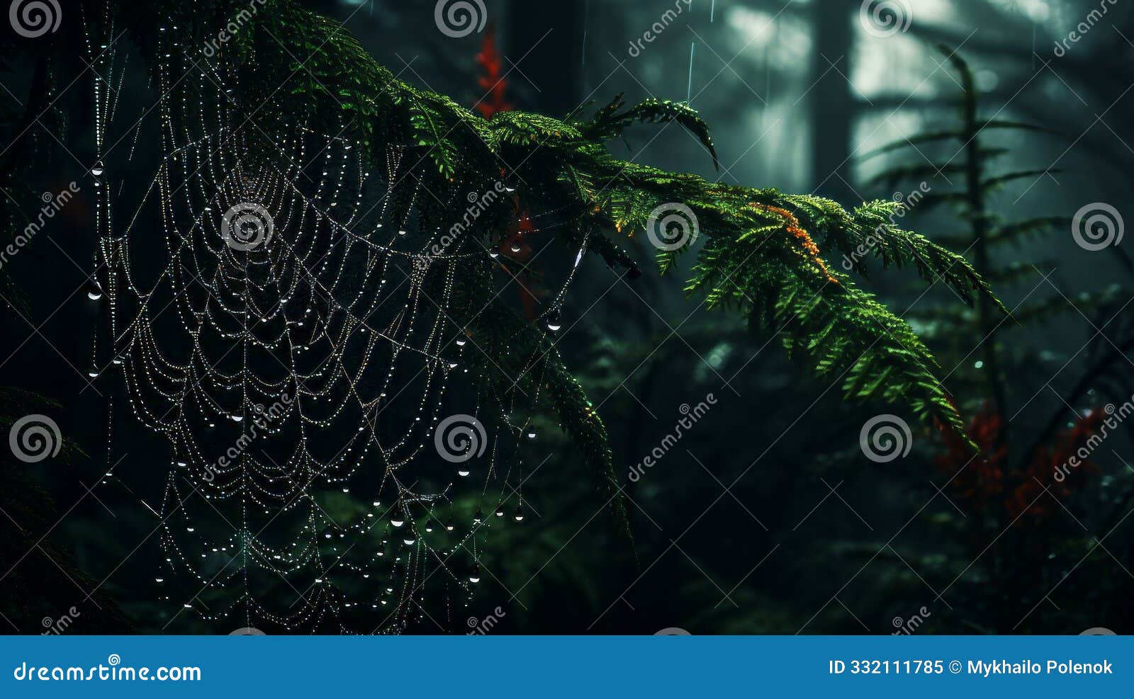 Background Spider Web in Morning Dew Drops on Green Grass. Neural ...