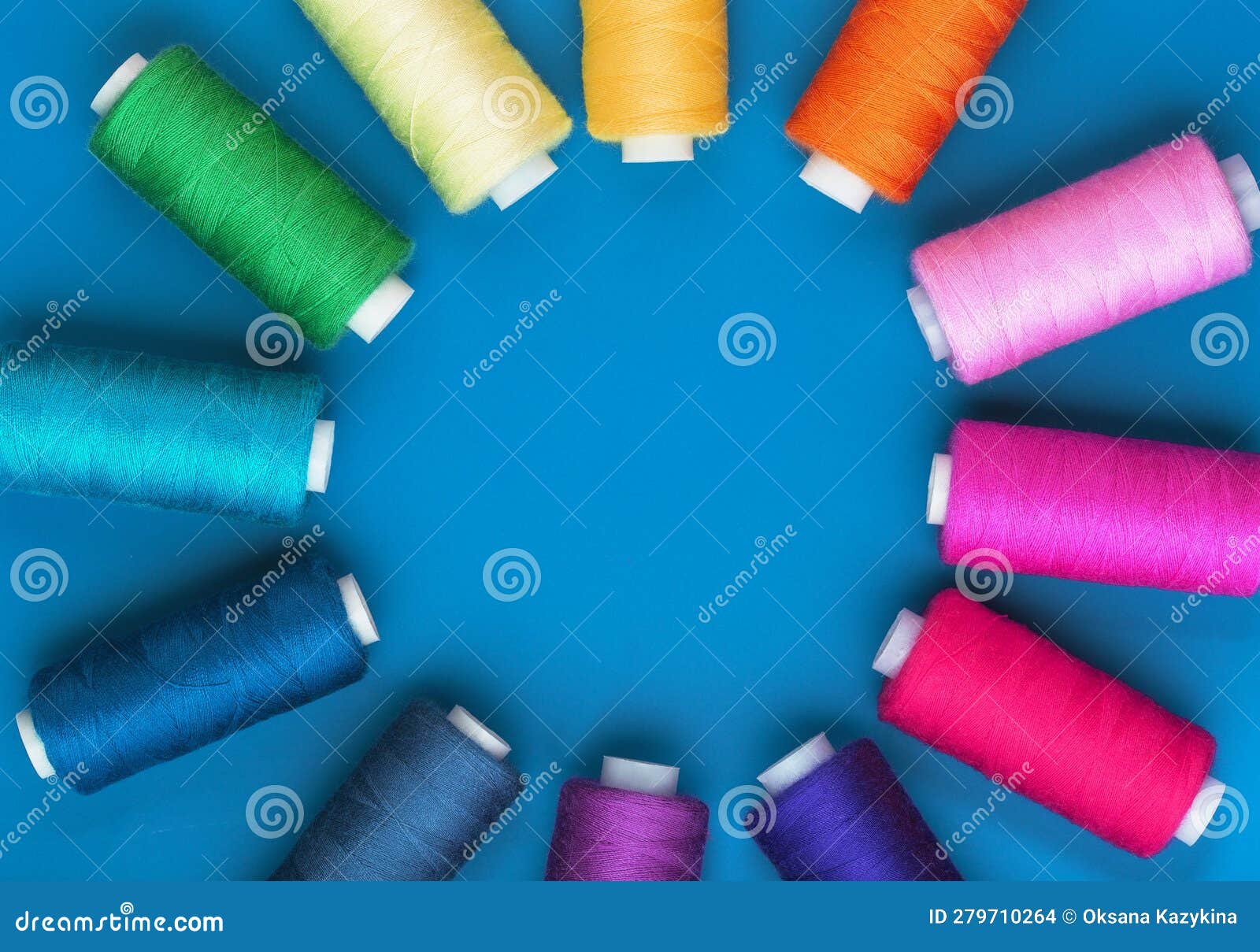 Background from Spools of Threads of Different Colors, Top View Stock ...