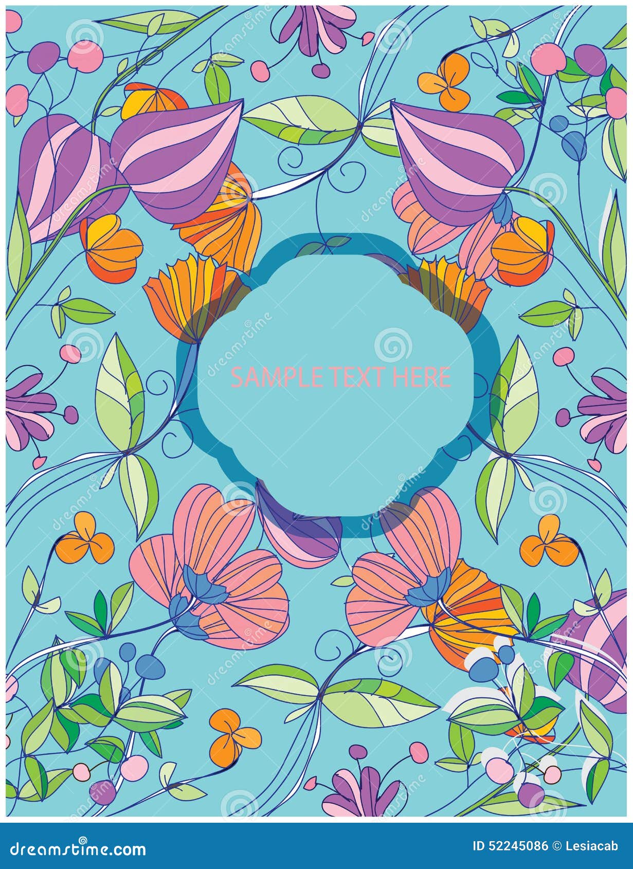 Background with Spring Flowers on a Turquoise Background Stock Vector ...