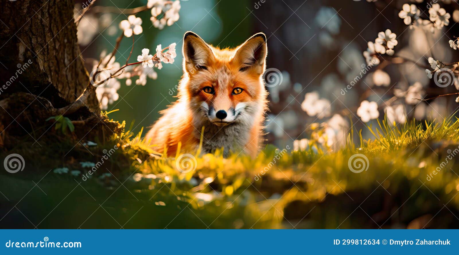 Background of a Spring Forest Where a Fox Explores the World Around Him ...