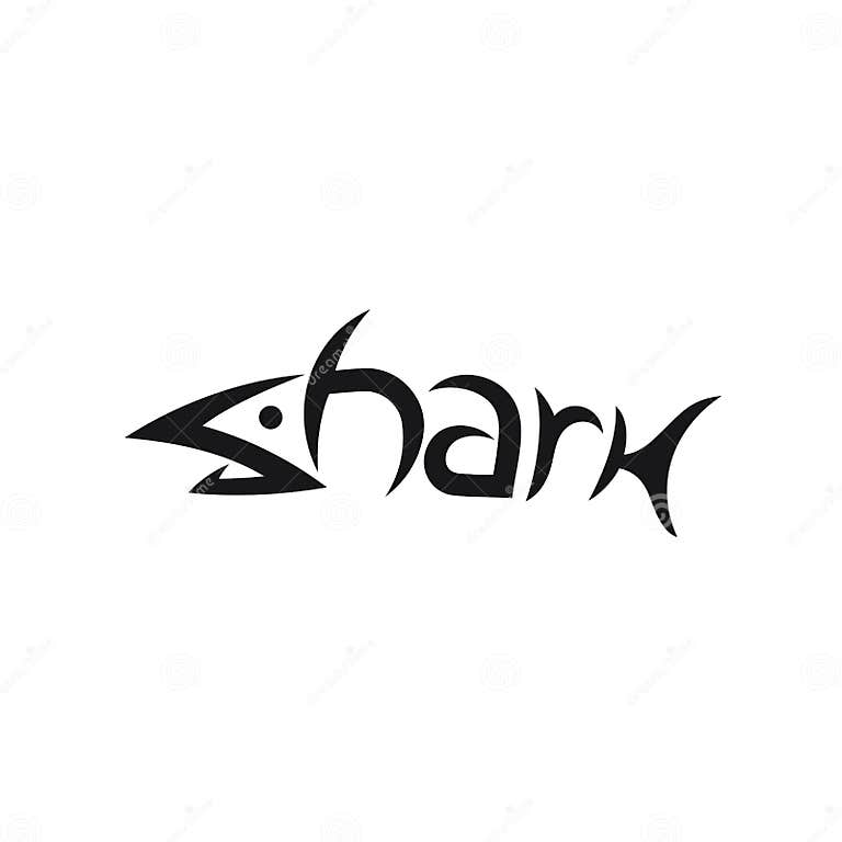 Shark Typography, Abstract Text Word Logo Stock Vector - Illustration ...