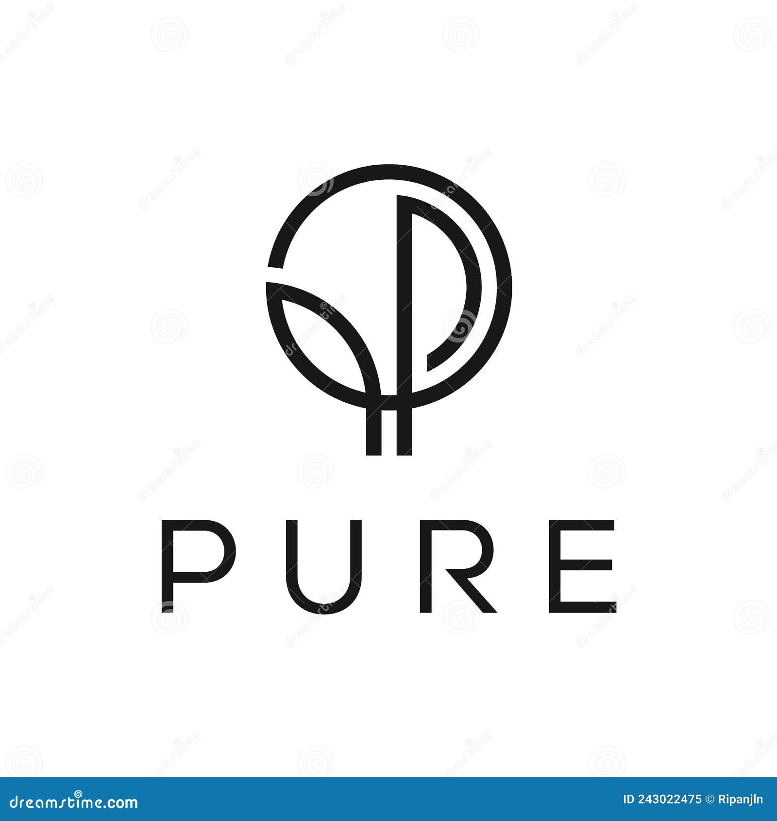 Initials Letter P Pure Leaves Logo Design Inspiration Stock Vector ...