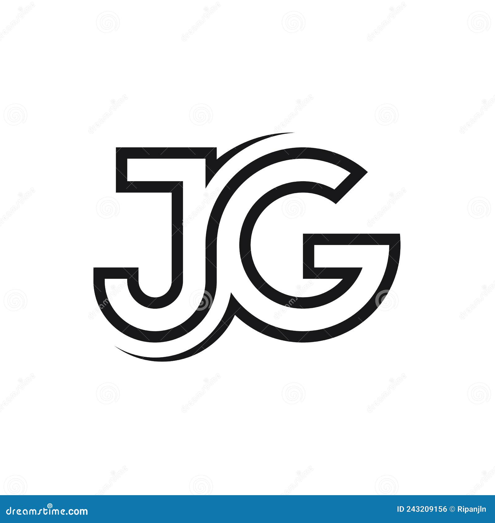 Initials Letter JG Logo Design Stock Vector - Illustration of creative ...