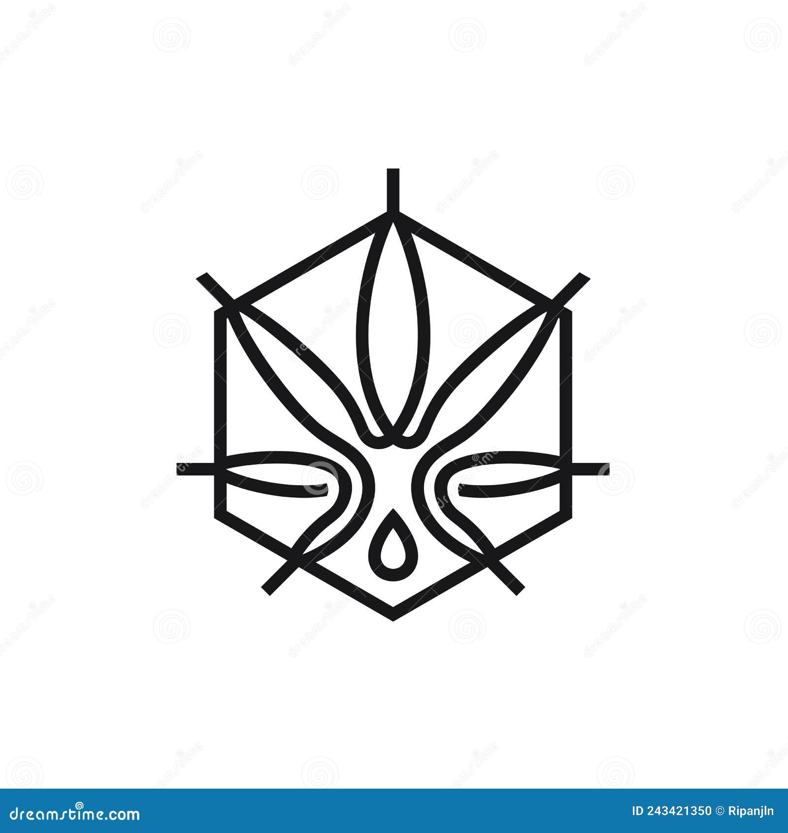CBD Marijuana Hemp Cannabis Leaves Logo Design, Hexagon Icon Symbol ...