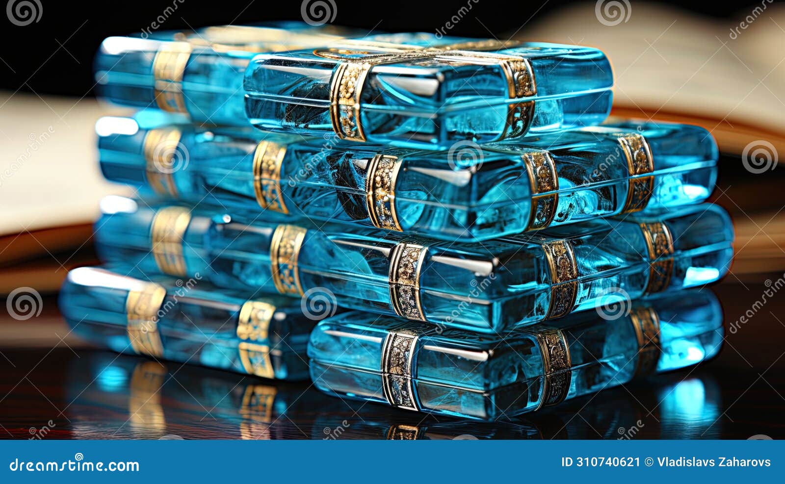 In the Background, a Stack of Banknotes Flies, Like a Symbol of Luxury ...