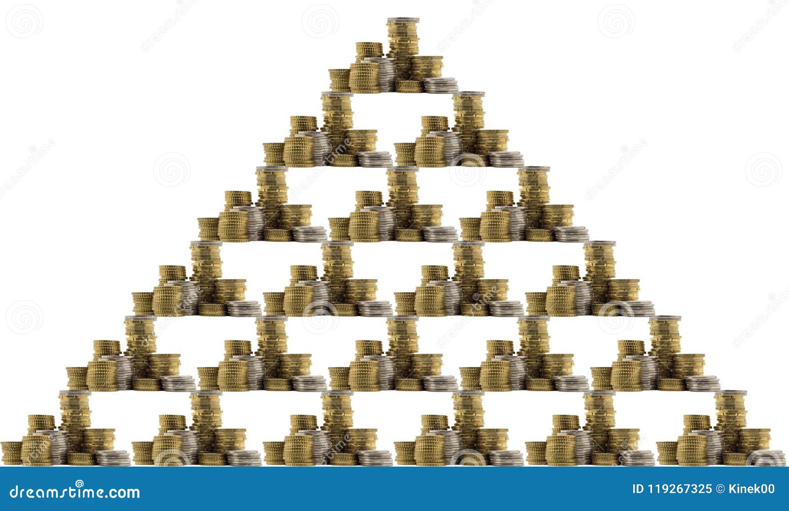 Background with Stack of Coins Arranged in the Shape of a Triangle ...